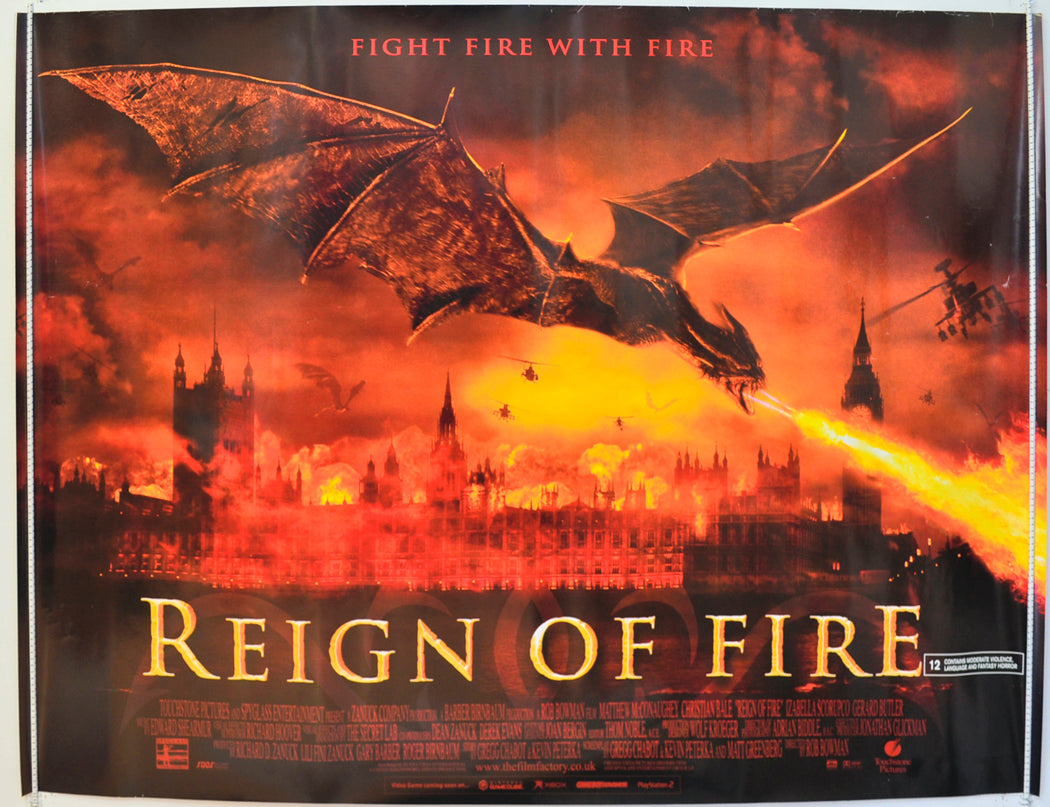 Reign Of Fire Original British Quad Poster Film Poster Movie Pos Reign Of Fire Original British Quad Poster Film Poster Movie Pos