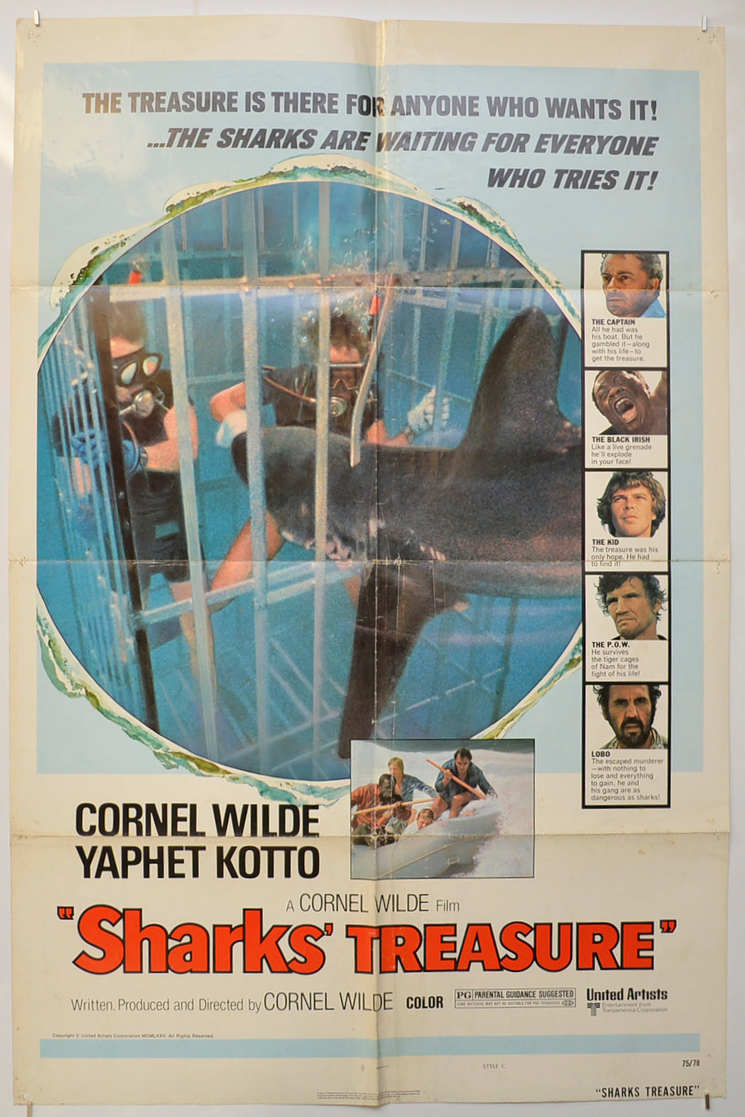 “Shark's Treasure” Original One Sheet Poster - Film Poster - Movie Pos – pastposters