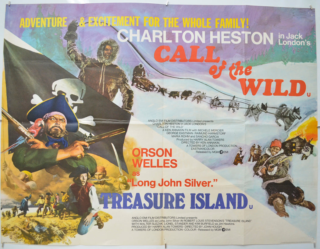 “Treasure Island / Call Of The Wild” (Double Bill) Original Quad Poste – pastposters