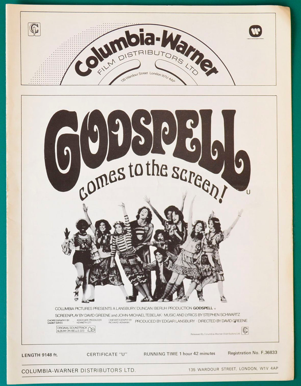 “Godspell” Original 8 Page Cinema Exhibitors Campaign Press Book + 7 P ...