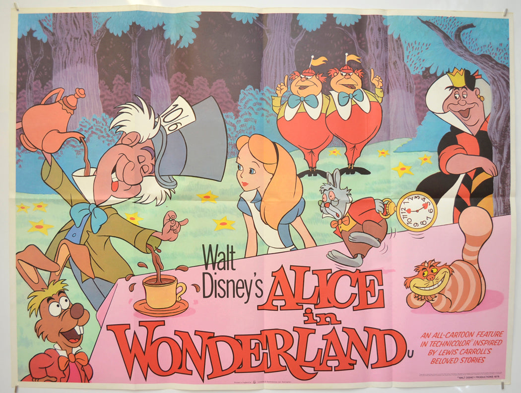 “Alice In Wonderland” (1978 re-release) Original Quad Poster - Film Po – pastposters