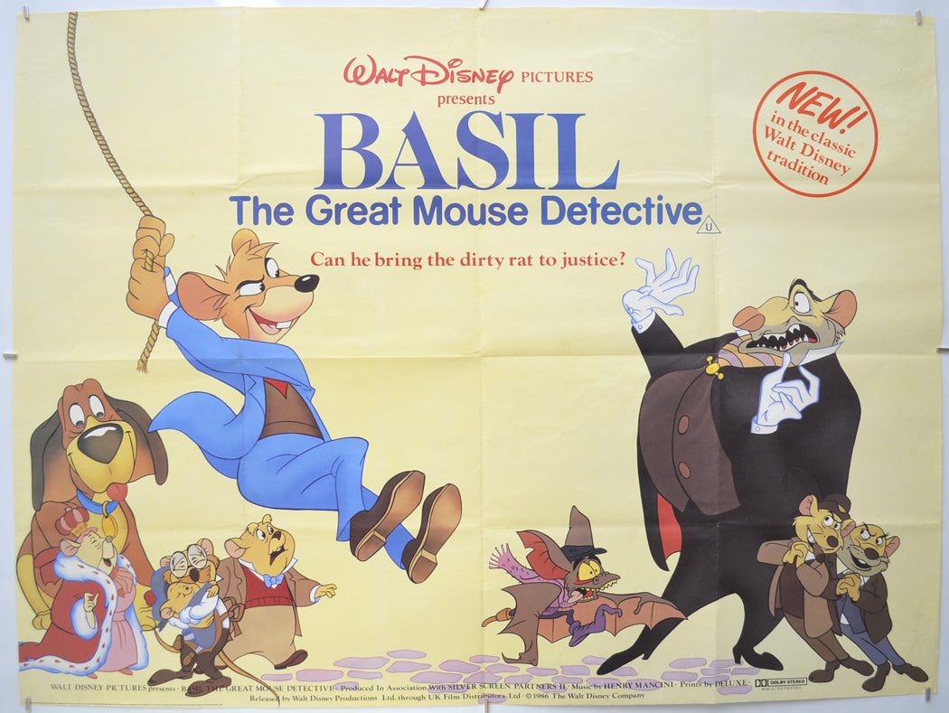 “Basil The Great Mouse Detective” Original Quad Poster - Film Poster ...