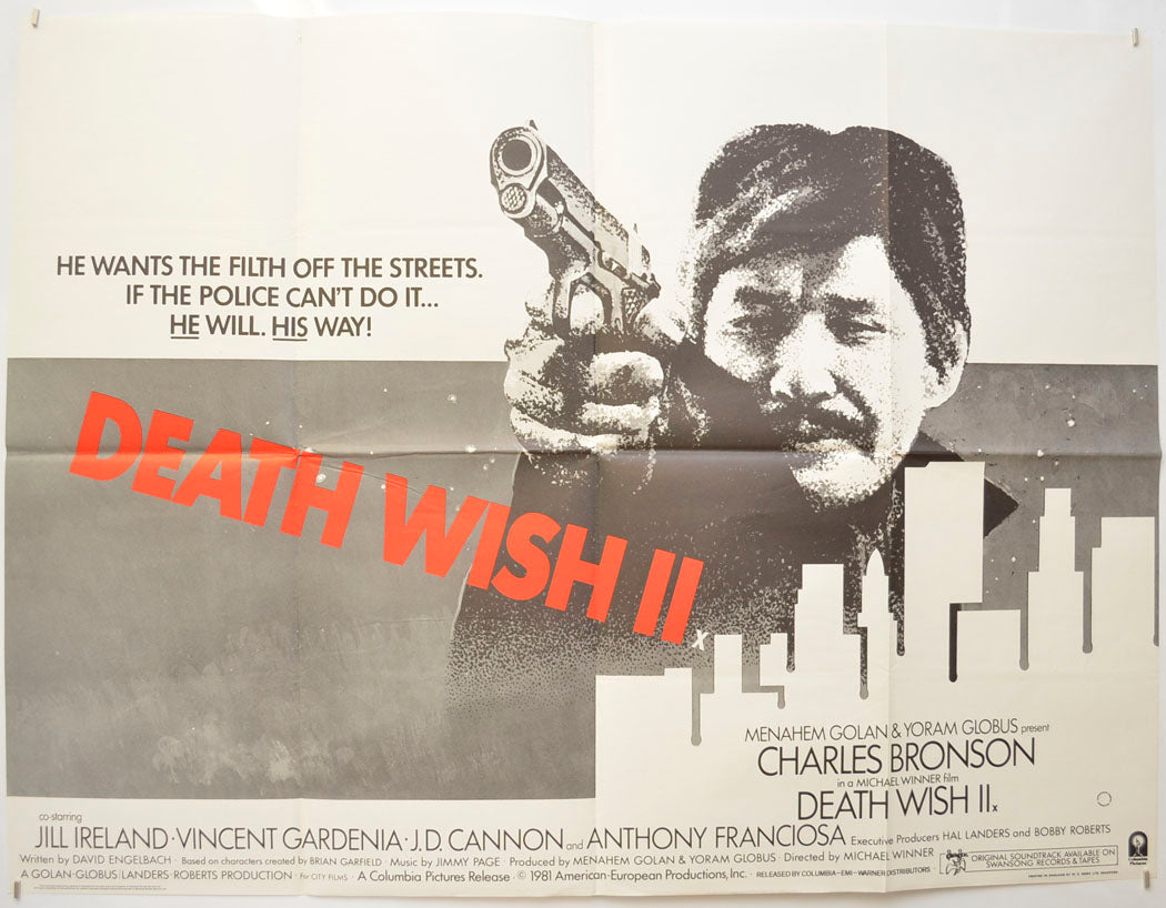 “Death Wish II” Original Quad Poster - Film Poster - Movie Poster ...