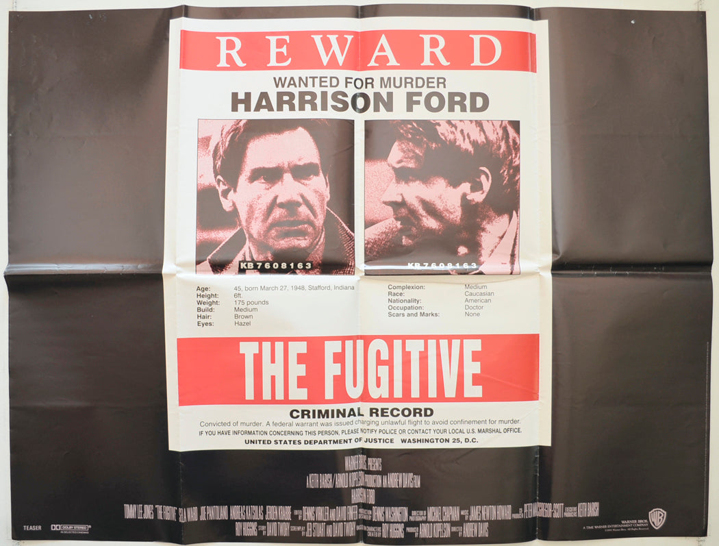 “The Fugitive” Original British Quad Poster - Film Poster - Movie Post ...