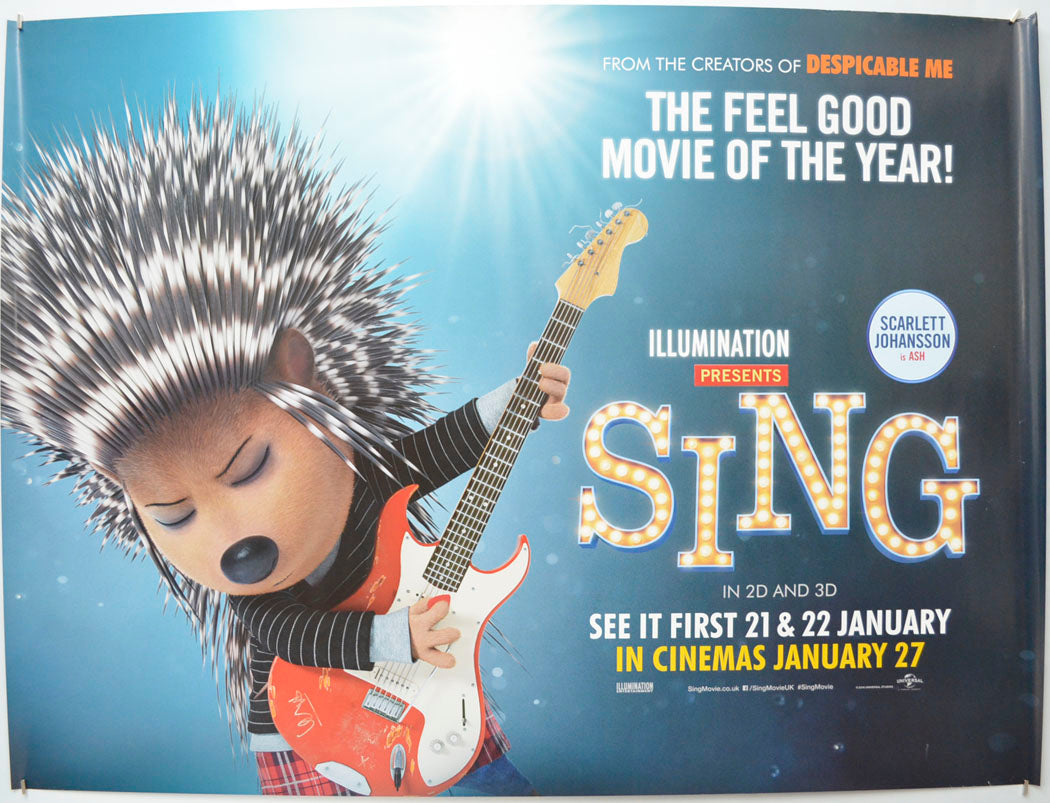 “Sing” (Ash Version) Original Quad Poster - Film Poster - Movie Poster ...