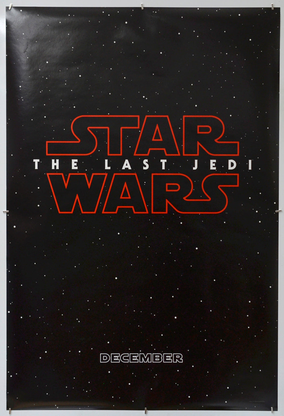 “Star Wars : The Last Jedi” Original One Sheet Poster - Film Poster ...