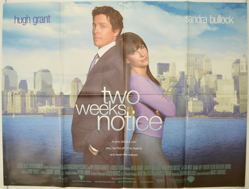 “Two Weeks Notice” Original Quad Poster - Film Poster - Movie Poster ...